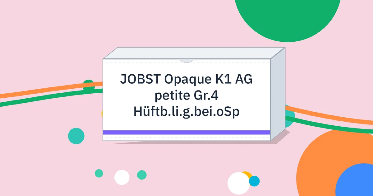 Symbolbild: Packung mit der Aufschrift JOBST Opaque K1 AG petite Gr.4 Hüftb.li.g.bei.oSp (PZN 16273326) – Verfügbarkeit und Bezug in Apotheken in Frankfurt am Main