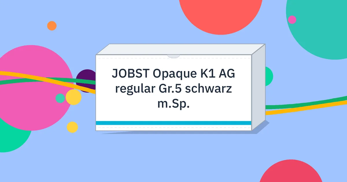 Symbolbild: Packung mit der Aufschrift JOBST Opaque K1 AG regular Gr.5 schwarz m.Sp. (PZN 13094184) – Verfügbarkeit und Bezug in Apotheken in Frankfurt am Main