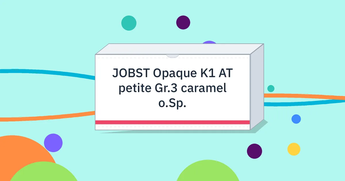 Symbolbild: Packung mit der Aufschrift JOBST Opaque K1 AT petite Gr.3 caramel o.Sp. (PZN 13103983) – Verfügbarkeit und Bezug in Apotheken in Frankfurt am Main