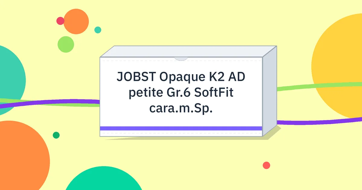 Symbolbild: Packung mit der Aufschrift JOBST Opaque K2 AD petite Gr.6 SoftFit cara.m.Sp. (PZN 11250504) – Verfügbarkeit und Bezug in Apotheken in Frankfurt am Main