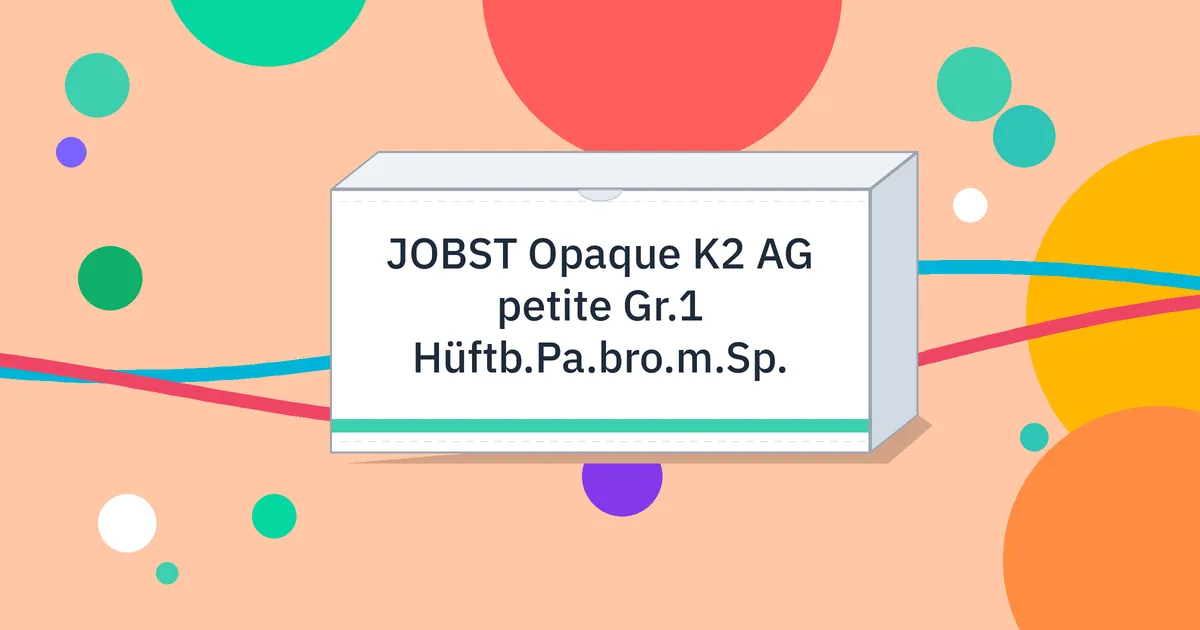 Symbolbild: Packung mit der Aufschrift JOBST Opaque K2 AG petite Gr.1 Hüftb.Pa.bro.m.Sp. (PZN 13114171) – Verfügbarkeit und Bezug in Apotheken in Frankfurt am Main