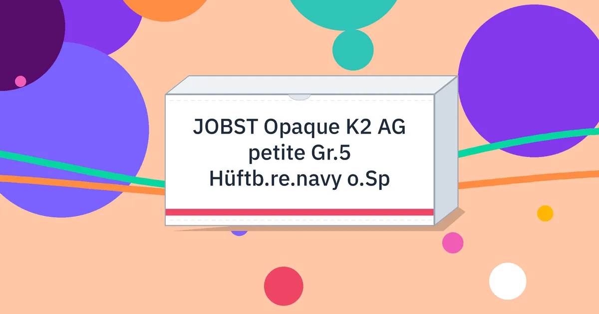 Symbolbild: Packung mit der Aufschrift JOBST Opaque K2 AG petite Gr.5 Hüftb.re.navy o.Sp (PZN 13115443) – Verfügbarkeit und Bezug in Apotheken in Frankfurt am Main