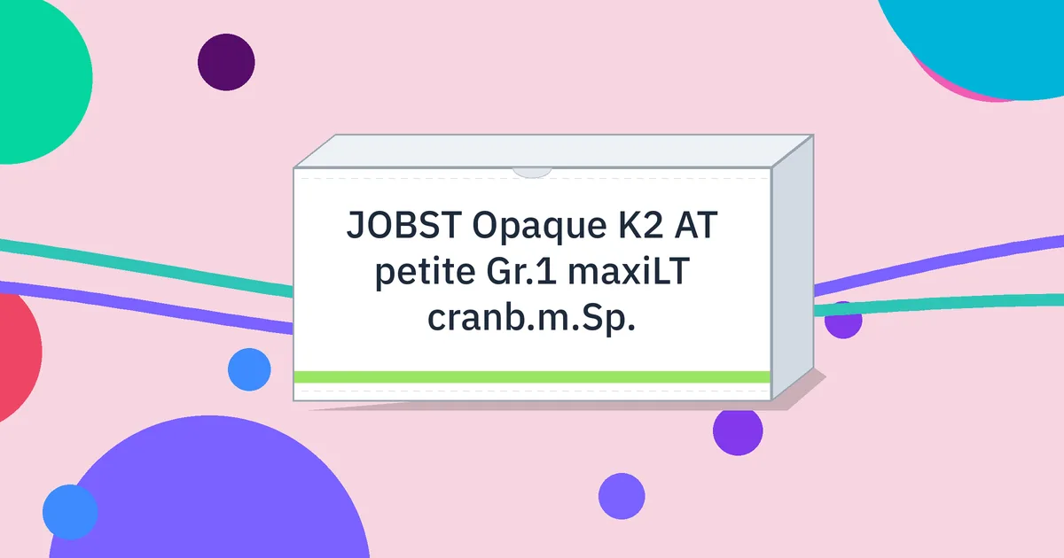 Symbolbild: Packung mit der Aufschrift JOBST Opaque K2 AT petite Gr.1 maxiLT cranb.m.Sp. (PZN 13118588) – Verfügbarkeit und Bezug in Apotheken in Frankfurt am Main