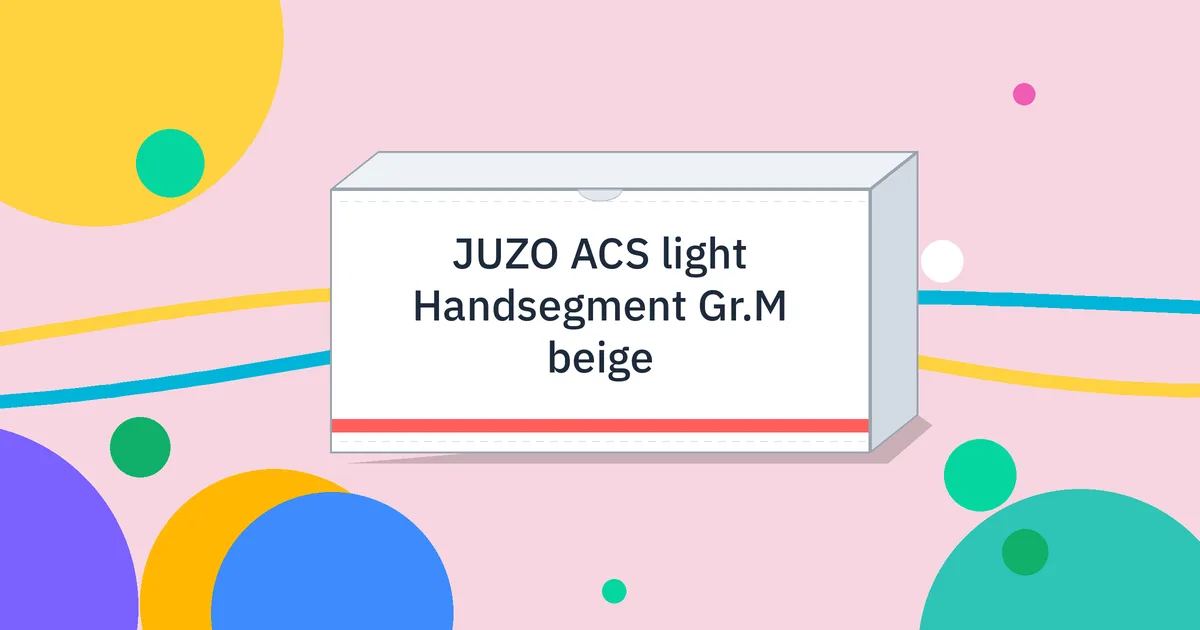 Symbolbild: Packung mit der Aufschrift JUZO ACS light Handsegment Gr.M beige (PZN 13885164) – Verfügbarkeit und Bezug in Apotheken in Frankfurt am Main
