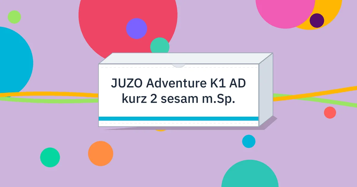 Symbolbild: Packung mit der Aufschrift JUZO Adventure K1 AD kurz 2 sesam m.Sp. (PZN 16493619) – Verfügbarkeit und Bezug in Apotheken in Frankfurt am Main