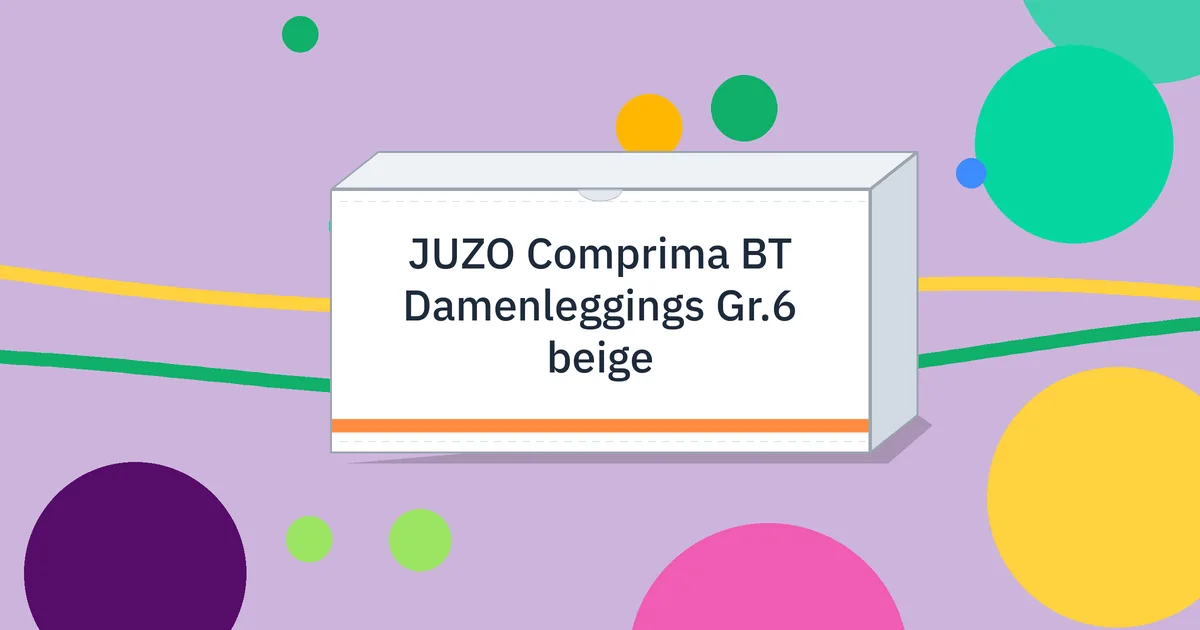 Symbolbild: Packung mit der Aufschrift JUZO Comprima BT Damenleggings Gr.6 beige (PZN 20781732) – Verfügbarkeit und Bezug in Apotheken in Frankfurt am Main
