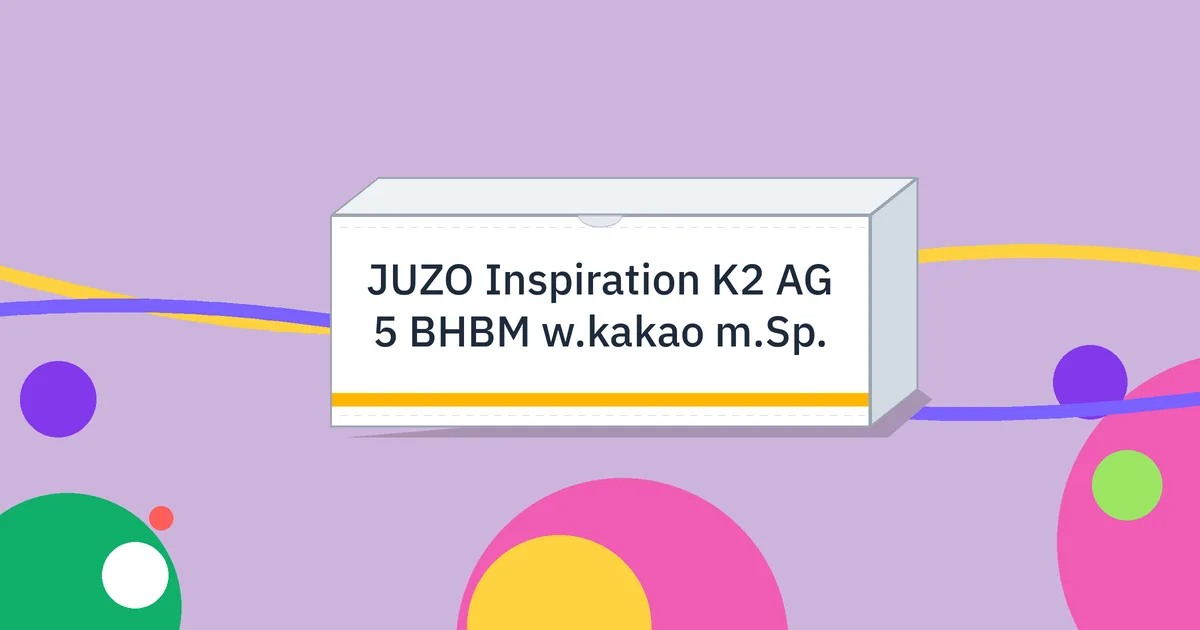 Symbolbild: Packung mit der Aufschrift JUZO Inspiration K2 AG 5 BHBM w.kakao m.Sp. (PZN 14883003) – Verfügbarkeit und Bezug in Apotheken in Frankfurt am Main