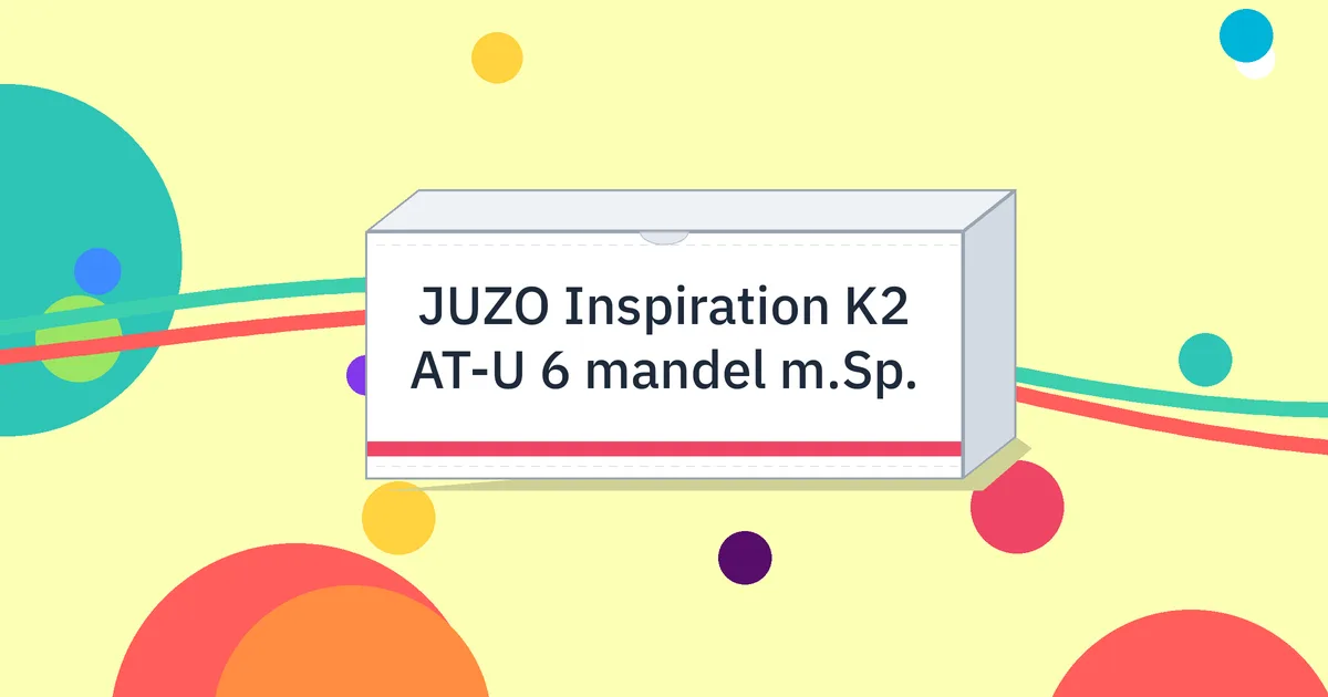 Symbolbild: Packung mit der Aufschrift JUZO Inspiration K2 AT-U 6 mandel m.Sp. (PZN 14928527) – Verfügbarkeit und Bezug in Apotheken in Frankfurt am Main