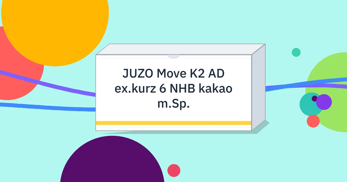Symbolbild: Packung mit der Aufschrift JUZO Move K2 AD ex.kurz 6 NHB kakao m.Sp. (PZN 18541914) – Verfügbarkeit und Bezug in Apotheken in Frankfurt am Main