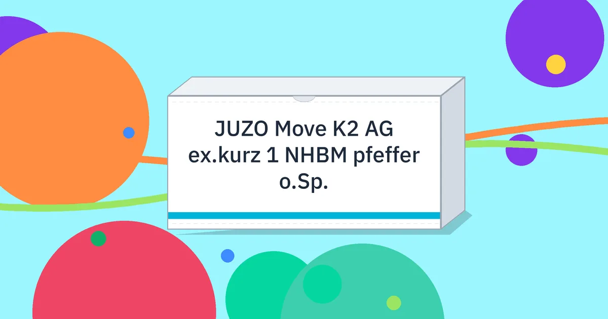 Symbolbild: Packung mit der Aufschrift JUZO Move K2 AG ex.kurz 1 NHBM pfeffer o.Sp. (PZN 16643007) – Verfügbarkeit und Bezug in Apotheken in Frankfurt am Main