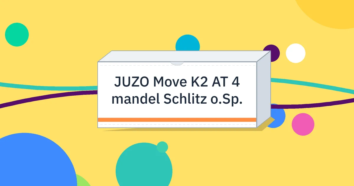 Symbolbild: Packung mit der Aufschrift JUZO Move K2 AT 4 mandel Schlitz o.Sp. (PZN 20670398) – Verfügbarkeit und Bezug in Apotheken in Frankfurt am Main