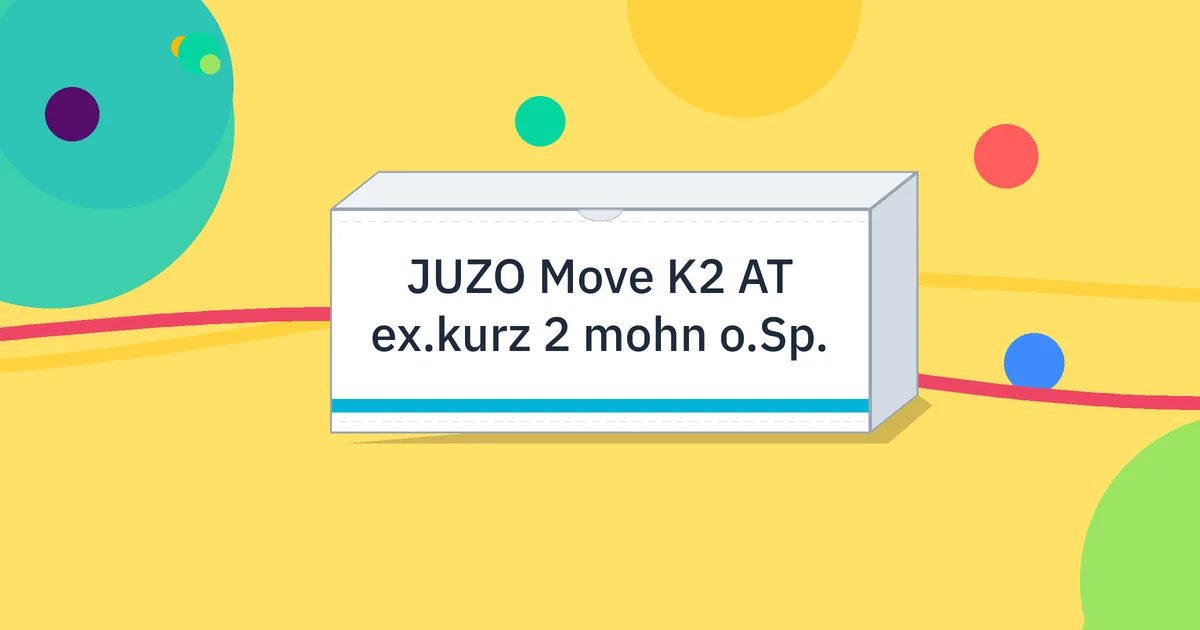 Symbolbild: Packung mit der Aufschrift JUZO Move K2 AT ex.kurz 2 mohn o.Sp. (PZN 20672486) – Verfügbarkeit und Bezug in Apotheken in Frankfurt am Main