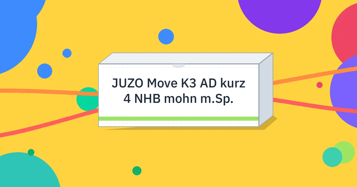 Symbolbild: Packung mit der Aufschrift JUZO Move K3 AD kurz 4 NHB mohn m.Sp. (PZN 18572139) – Verfügbarkeit und Bezug in Apotheken in Frankfurt am Main
