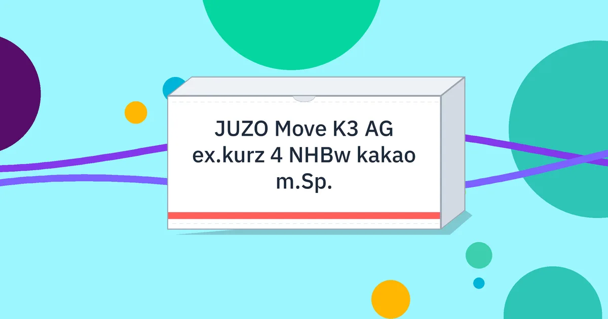 Symbolbild: Packung mit der Aufschrift JUZO Move K3 AG ex.kurz 4 NHBw kakao m.Sp. (PZN 18594431) – Verfügbarkeit und Bezug in Apotheken in Frankfurt am Main