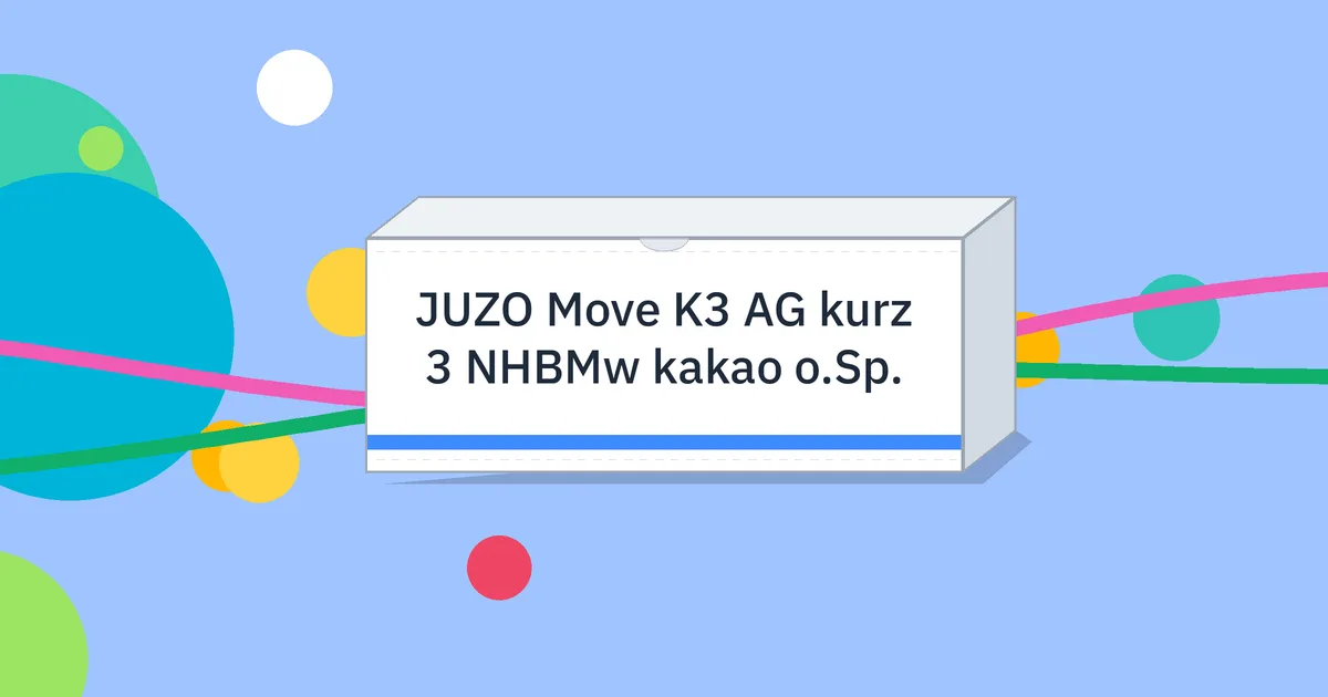Symbolbild: Packung mit der Aufschrift JUZO Move K3 AG kurz 3 NHBMw kakao o.Sp. (PZN 18592892) – Verfügbarkeit und Bezug in Apotheken in Frankfurt am Main