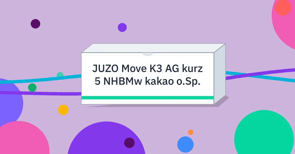 Symbolbild: Packung mit der Aufschrift JUZO Move K3 AG kurz 5 NHBMw kakao o.Sp. (PZN 18592946) – Verfügbarkeit und Bezug in Apotheken in Frankfurt am Main