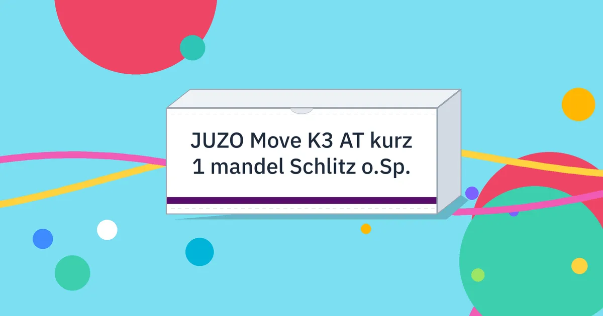 Symbolbild: Packung mit der Aufschrift JUZO Move K3 AT kurz 1 mandel Schlitz o.Sp. (PZN 20685810) – Verfügbarkeit und Bezug in Apotheken in Frankfurt am Main