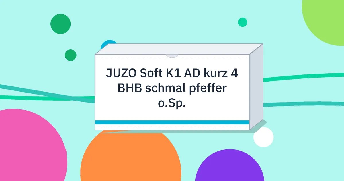 Symbolbild: Packung mit der Aufschrift JUZO Soft K1 AD kurz 4 BHB schmal pfeffer o.Sp. (PZN 15463510) – Verfügbarkeit und Bezug in Apotheken in Frankfurt am Main