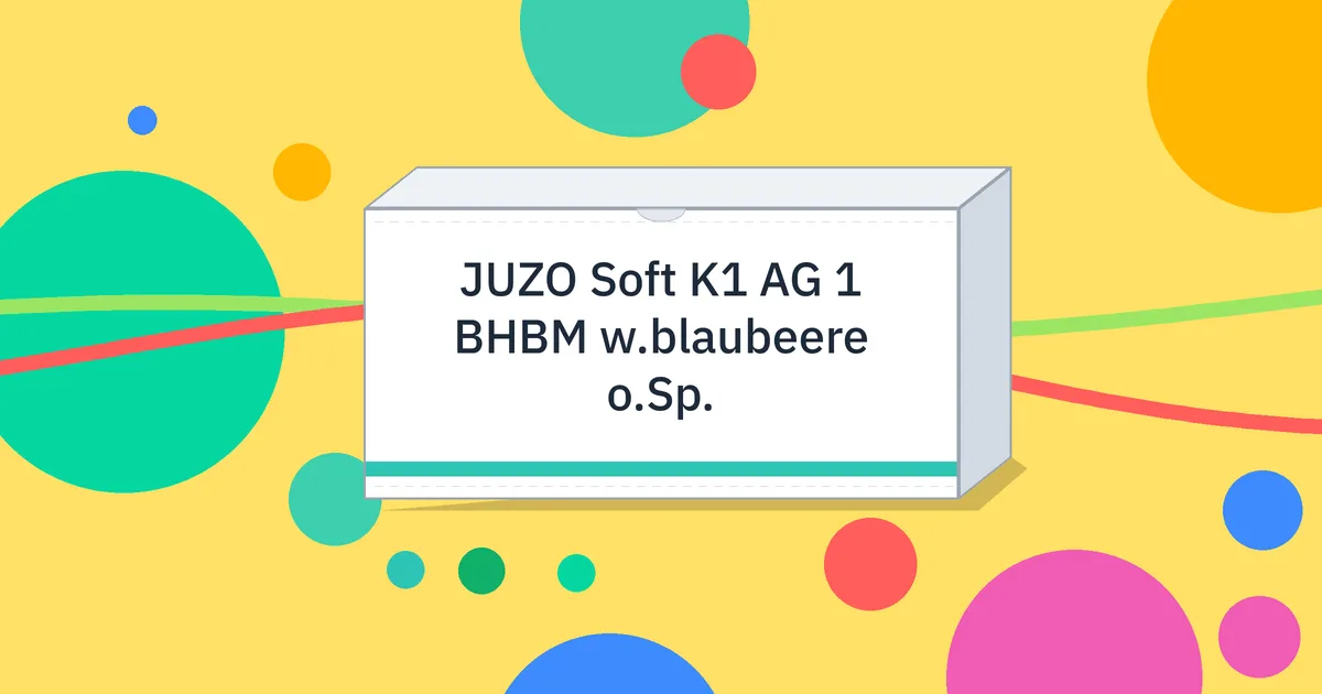 Symbolbild: Packung mit der Aufschrift JUZO Soft K1 AG 1 BHBM w.blaubeere o.Sp. (PZN 14864968) – Verfügbarkeit und Bezug in Apotheken in Frankfurt am Main