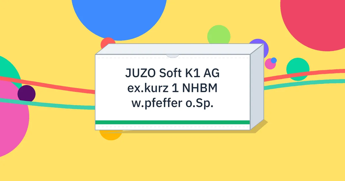 Symbolbild: Packung mit der Aufschrift JUZO Soft K1 AG ex.kurz 1 NHBM w.pfeffer o.Sp. (PZN 15000402) – Verfügbarkeit und Bezug in Apotheken in Frankfurt am Main