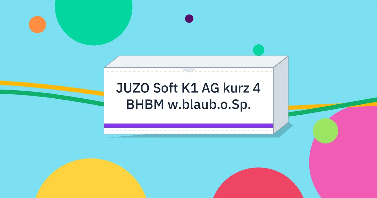 Symbolbild: Packung mit der Aufschrift JUZO Soft K1 AG kurz 4 BHBM w.blaub.o.Sp. (PZN 14865637) – Verfügbarkeit und Bezug in Apotheken in Frankfurt am Main