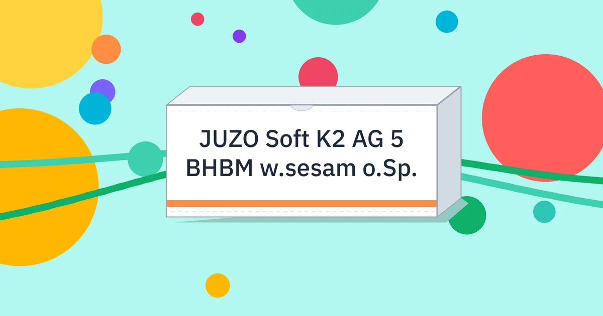 Symbolbild: Packung mit der Aufschrift JUZO Soft K2 AG 5 BHBM w.sesam o.Sp. (PZN 14868802) – Verfügbarkeit und Bezug in Apotheken in Frankfurt am Main
