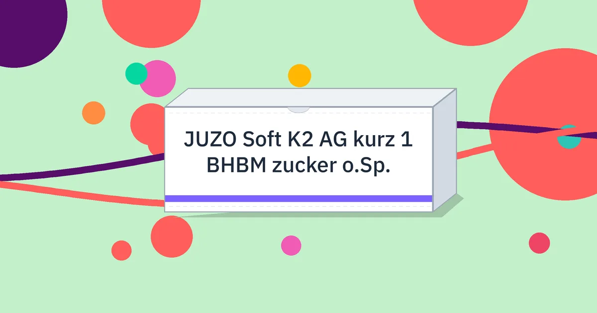 Symbolbild: Packung mit der Aufschrift JUZO Soft K2 AG kurz 1 BHBM zucker o.Sp. (PZN 14861295) – Verfügbarkeit und Bezug in Apotheken in Frankfurt am Main