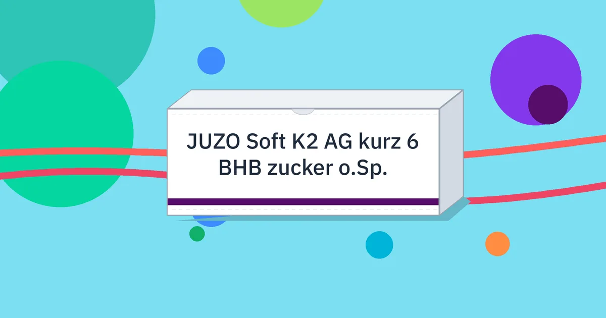 Symbolbild: Packung mit der Aufschrift JUZO Soft K2 AG kurz 6 BHB zucker o.Sp. (PZN 14826560) – Verfügbarkeit und Bezug in Apotheken in Frankfurt am Main