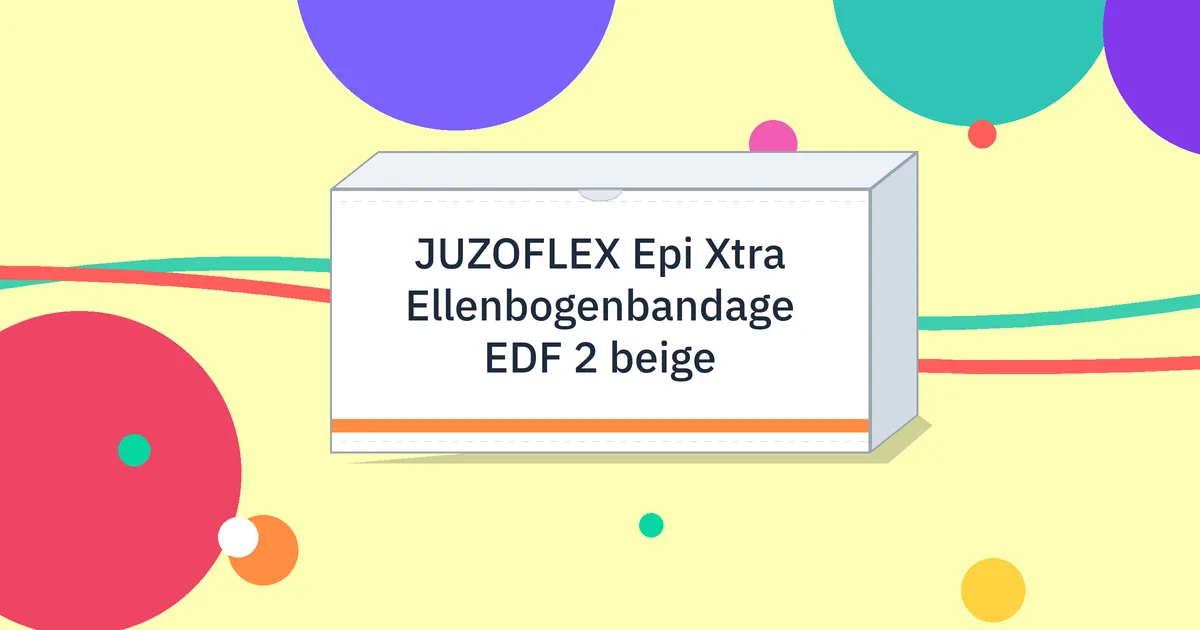 Symbolbild: Packung mit der Aufschrift JUZOFLEX Epi Xtra Ellenbogenbandage EDF 2 beige (PZN 16635657) – Verfügbarkeit und Bezug in Apotheken in Frankfurt am Main