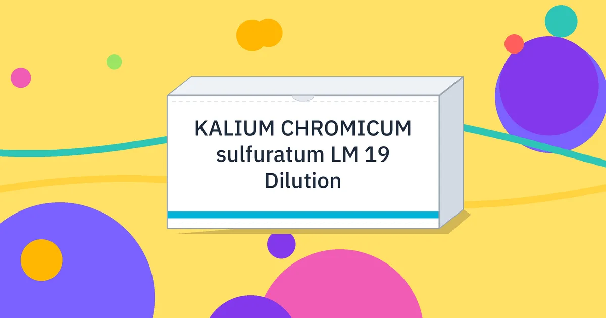 Symbolbild: Packung mit der Aufschrift KALIUM CHROMICUM sulfuratum LM 19 Dilution (PZN 12919748) – Verfügbarkeit und Bezug in Apotheken in Frankfurt am Main