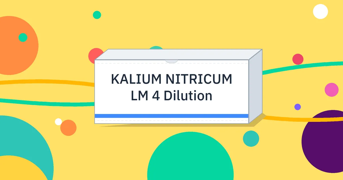 Symbolbild: Packung mit der Aufschrift KALIUM NITRICUM LM 4 Dilution (PZN 12923158) – Verfügbarkeit und Bezug in Apotheken in Frankfurt am Main