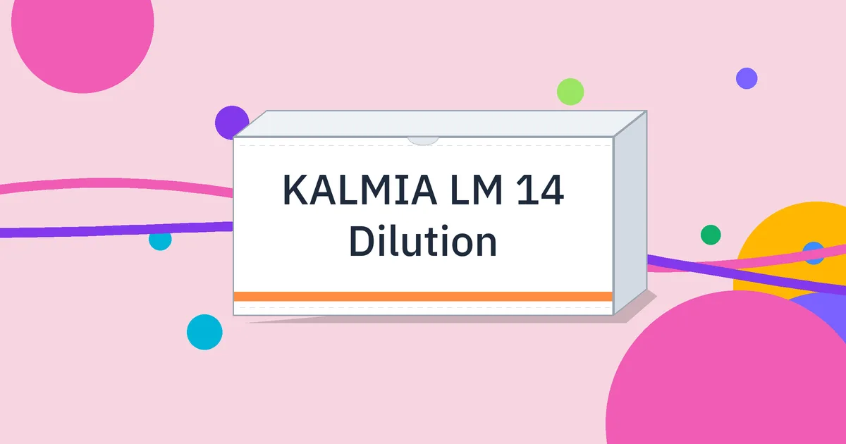 Symbolbild: Packung mit der Aufschrift KALMIA LM 14 Dilution (PZN 12927653) – Verfügbarkeit und Bezug in Apotheken in Frankfurt am Main