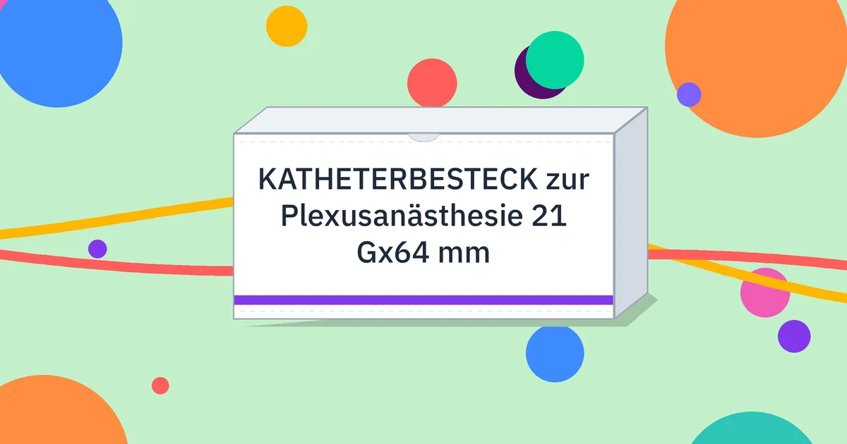 Symbolbild: Packung mit der Aufschrift KATHETERBESTECK zur Plexusanästhesie 21 Gx64 mm (PZN 04843468) – Verfügbarkeit und Bezug in Apotheken in Frankfurt am Main