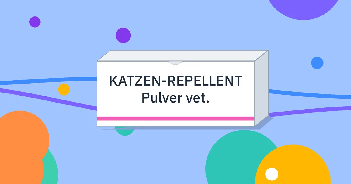 Symbolbild: Packung mit der Aufschrift KATZEN-REPELLENT Pulver vet. (PZN 04343671) – Verfügbarkeit und Bezug in Apotheken in Frankfurt am Main