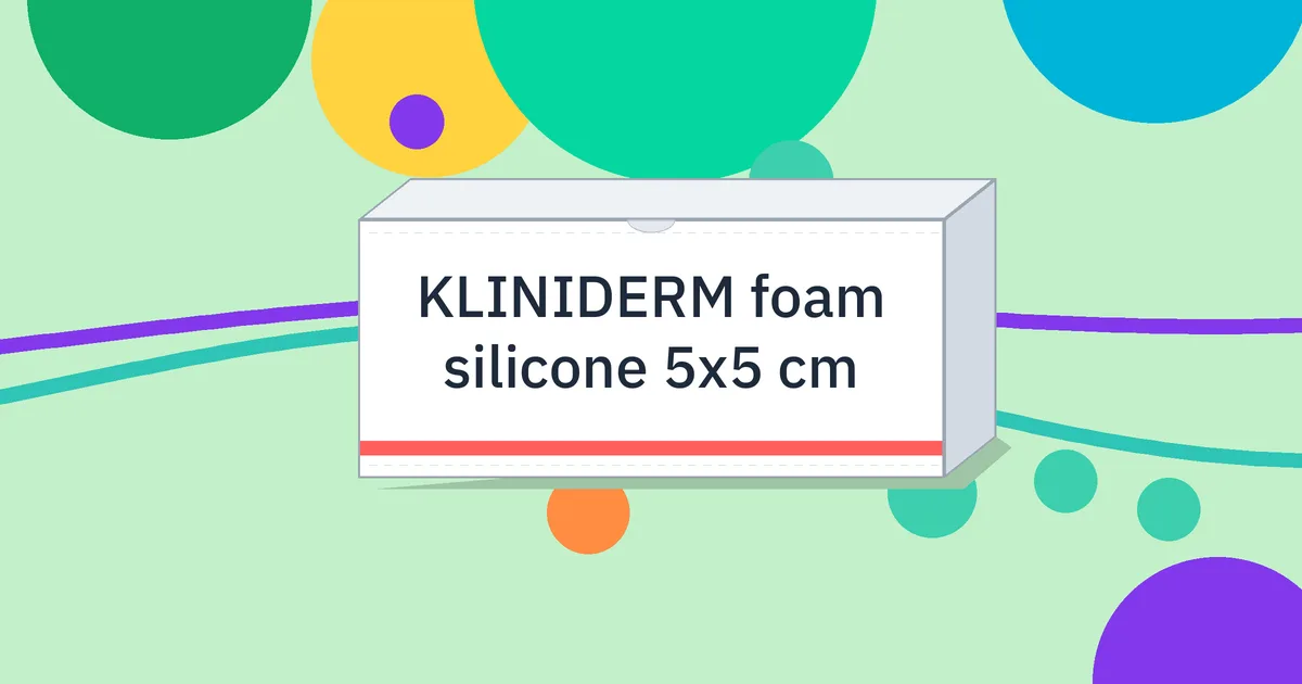 Symbolbild: Packung mit der Aufschrift KLINIDERM foam silicone 5x5 cm (PZN 16245040) – Verfügbarkeit und Bezug in Apotheken in Frankfurt am Main