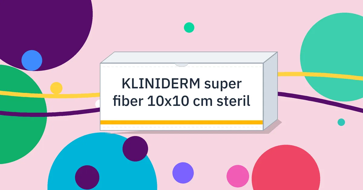 Symbolbild: Packung mit der Aufschrift KLINIDERM super fiber 10x10 cm steril (PZN 19860030) – Verfügbarkeit und Bezug in Apotheken in Frankfurt am Main