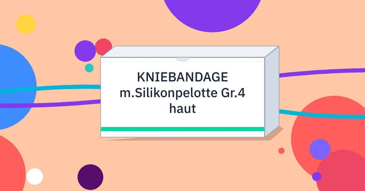 Symbolbild: Packung mit der Aufschrift KNIEBANDAGE m.Silikonpelotte Gr.4 haut (PZN 13827132) – Verfügbarkeit und Bezug in Apotheken in Frankfurt am Main