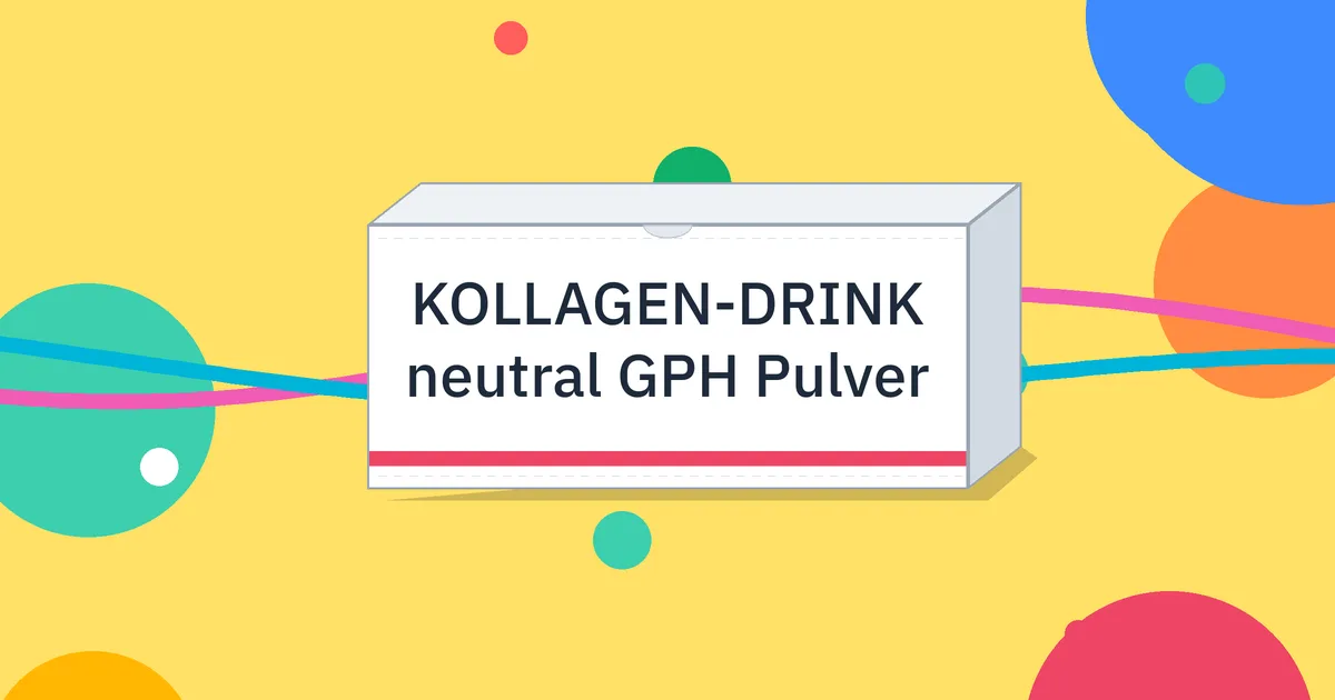 Symbolbild: Packung mit der Aufschrift KOLLAGEN-DRINK neutral GPH Pulver (PZN 20806892) – Verfügbarkeit und Bezug in Apotheken in Frankfurt am Main