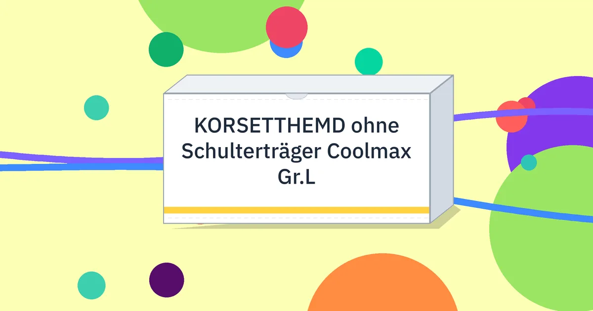 Symbolbild: Packung mit der Aufschrift KORSETTHEMD ohne Schulterträger Coolmax Gr.L (PZN 09639353) – Verfügbarkeit und Bezug in Apotheken in Frankfurt am Main