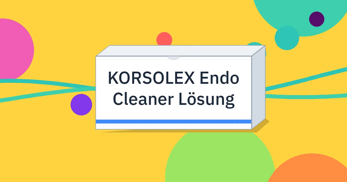 Symbolbild: Packung mit der Aufschrift KORSOLEX Endo Cleaner Lösung (PZN 07233598) – Verfügbarkeit und Bezug in Apotheken in Frankfurt am Main