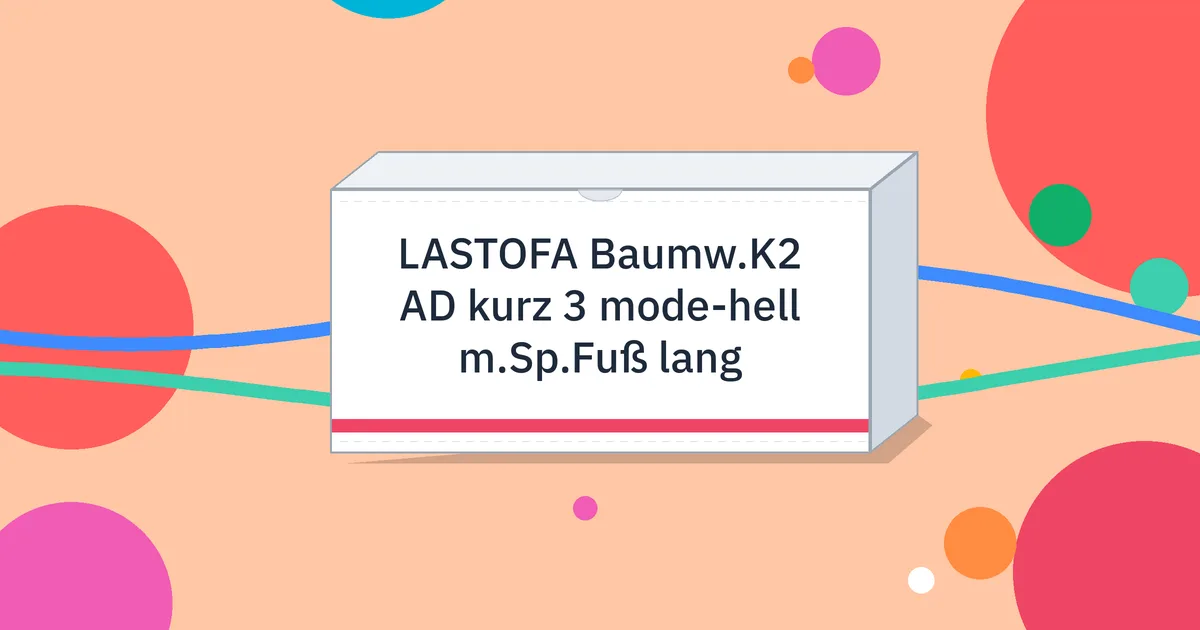 Symbolbild: Packung mit der Aufschrift LASTOFA Baumw.K2 AD kurz 3 mode-hell m.Sp.Fuß lang (PZN 01945004) – Verfügbarkeit und Bezug in Apotheken in Frankfurt am Main