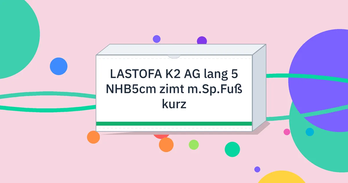 Symbolbild: Packung mit der Aufschrift LASTOFA K2 AG lang 5 NHB5cm zimt m.Sp.Fuß kurz (PZN 13806207) – Verfügbarkeit und Bezug in Apotheken in Frankfurt am Main