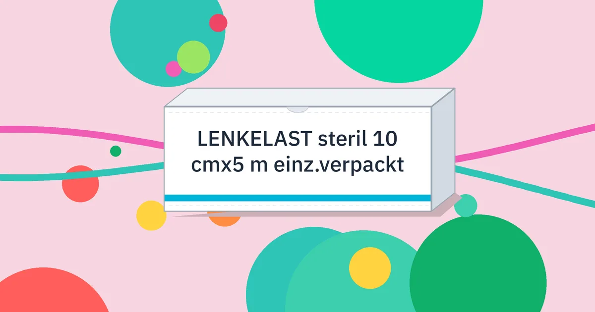Symbolbild: Packung mit der Aufschrift LENKELAST steril 10 cmx5 m einz.verpackt (PZN 19763249) – Verfügbarkeit und Bezug in Apotheken in Frankfurt am Main