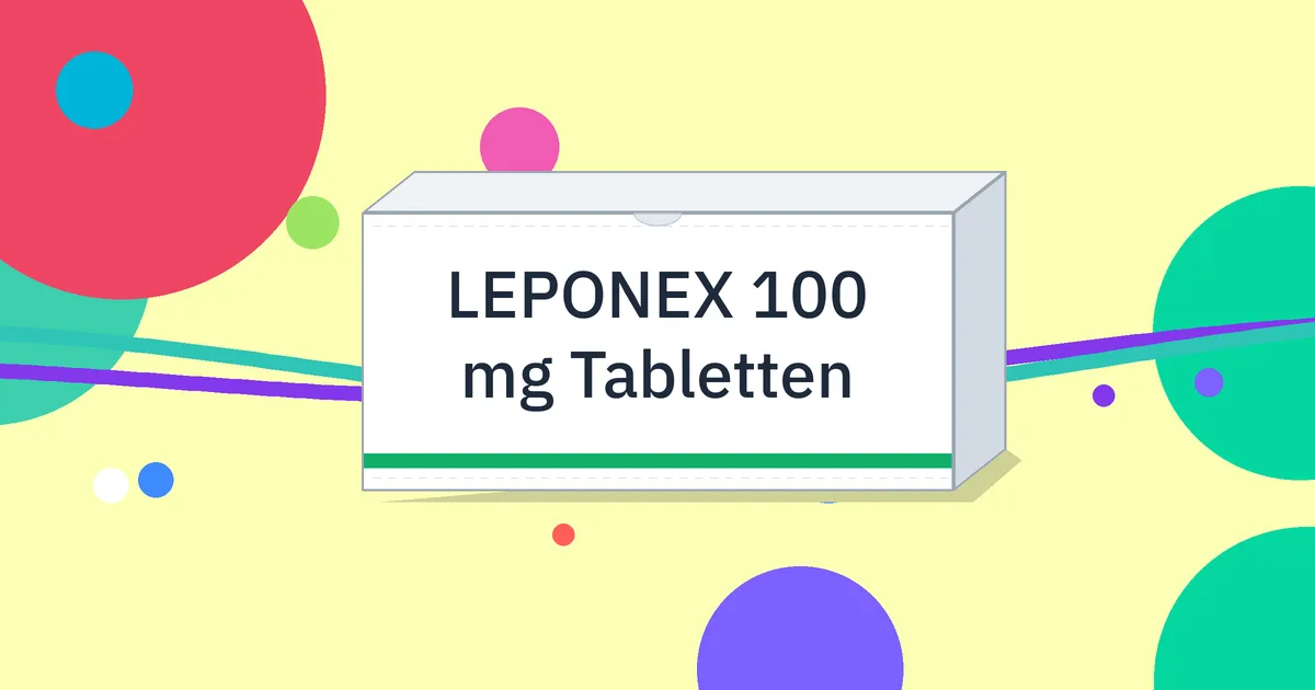 Symbolbild: Packung mit der Aufschrift LEPONEX 100 mg Tabletten (PZN 01682177) – Verfügbarkeit und Bezug in Apotheken in Frankfurt am Main