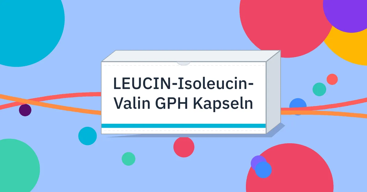 Symbolbild: Packung mit der Aufschrift LEUCIN-Isoleucin-Valin GPH Kapseln (PZN 17755464) – Verfügbarkeit und Bezug in Apotheken in Frankfurt am Main