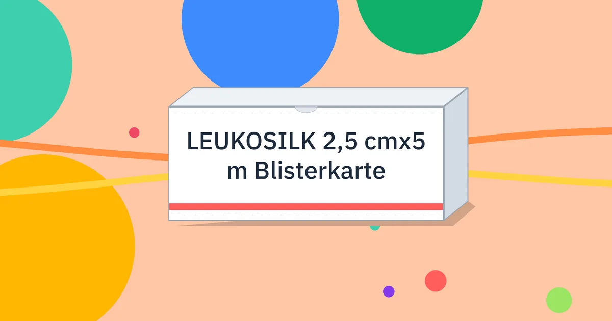 Symbolbild: Packung mit der Aufschrift LEUKOSILK 2,5 cmx5 m Blisterkarte (PZN 09920618) – Verfügbarkeit und Bezug in Apotheken in Frankfurt am Main