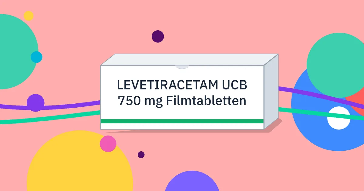 Symbolbild: Packung mit der Aufschrift LEVETIRACETAM UCB 750 mg Filmtabletten (PZN 07611149) – Verfügbarkeit und Bezug in Apotheken in Frankfurt am Main