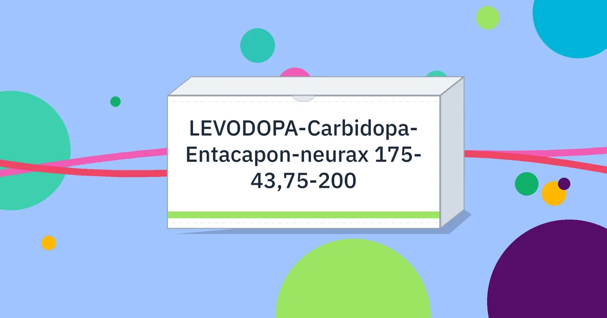 Symbolbild: Packung mit der Aufschrift LEVODOPA-Carbidopa-Entacapon-neurax 175-43,75-200 (PZN 10303256) – Verfügbarkeit und Bezug in Apotheken in Frankfurt am Main