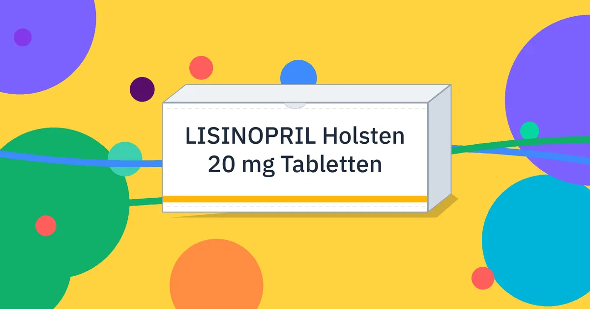 Symbolbild: Packung mit der Aufschrift LISINOPRIL Holsten 20 mg Tabletten (PZN 16633167) – Verfügbarkeit und Bezug in Apotheken in Frankfurt am Main