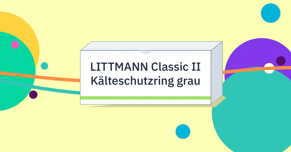 Symbolbild: Packung mit der Aufschrift LITTMANN Classic II Kälteschutzring grau (PZN 11114586) – Verfügbarkeit und Bezug in Apotheken in Frankfurt am Main